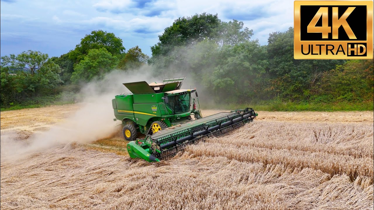 4K 2025 Heavy Machinery John Deere Harvesting Wheat Agricultural ...