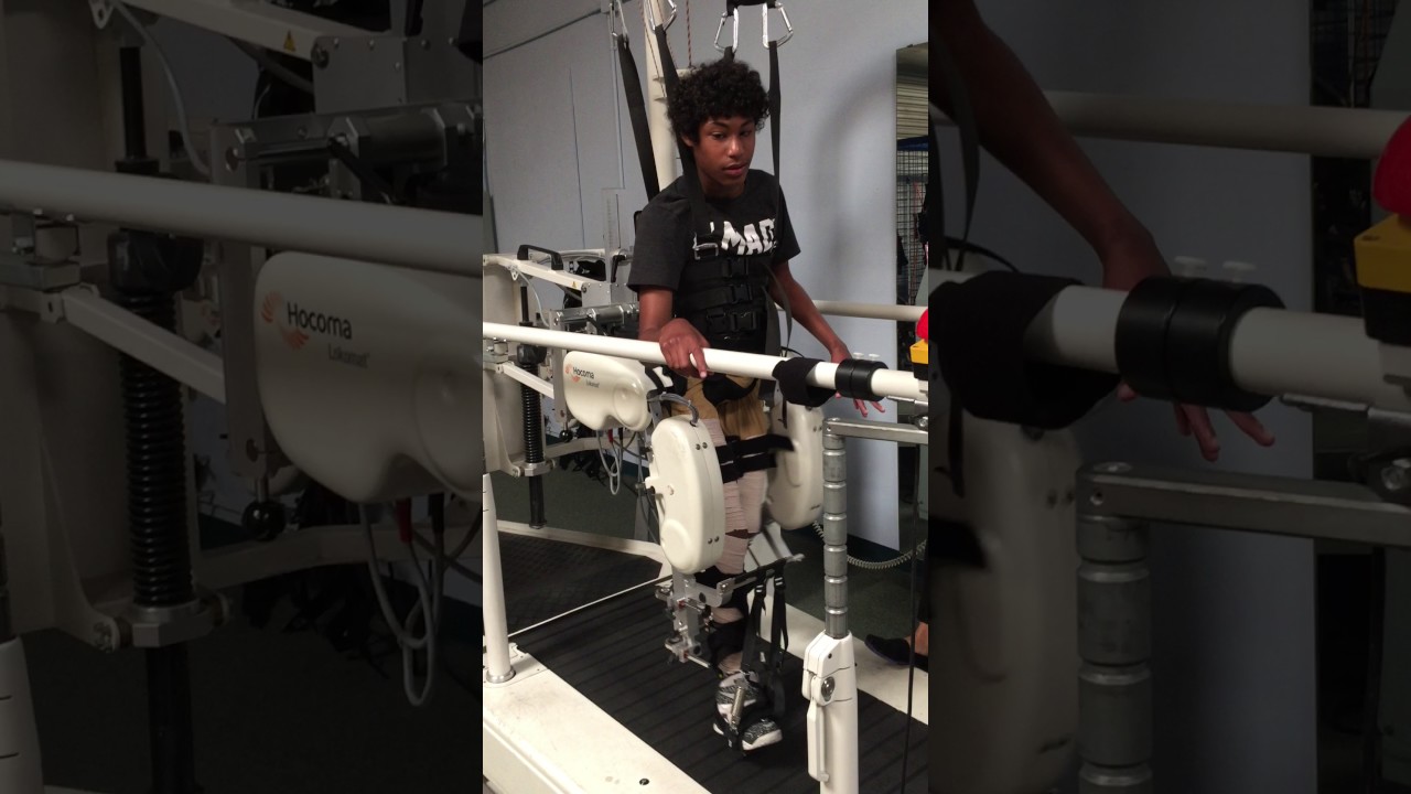 Lokomat body-weight supported treadmill gait training - YouTube