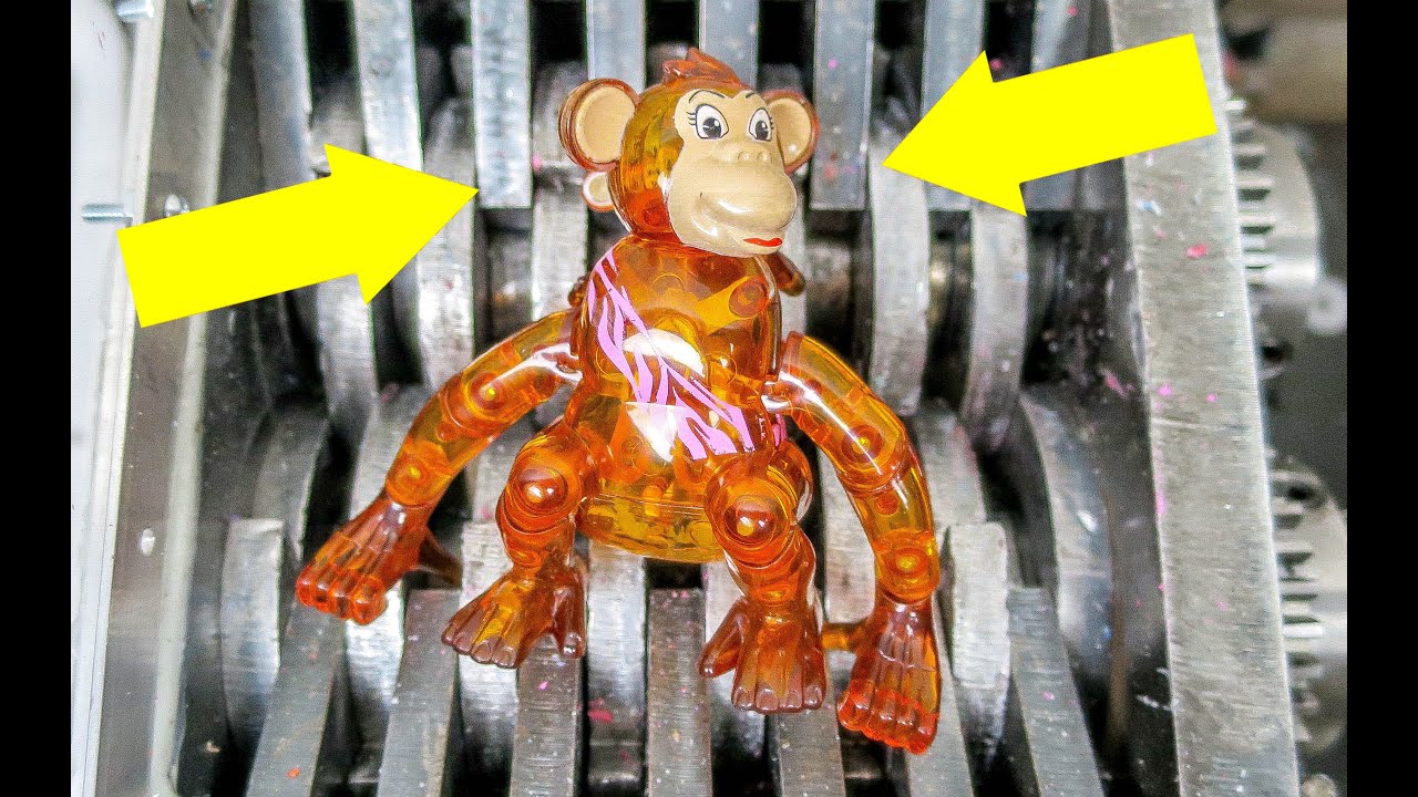 SHREDDING MONKEYS! WIND UP TOYS DESTROYED AND RECYCLED! COOL EXPERIMENT ...