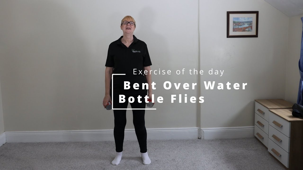 Home Exercise: Bent Over Water Bottle Flies - YouTube