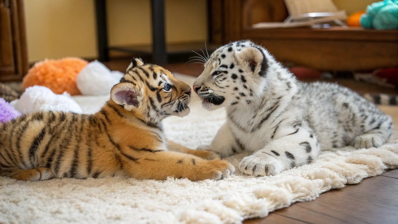 Tiger Absolutely Loves Snow Leopard Cub ️ - YouTube