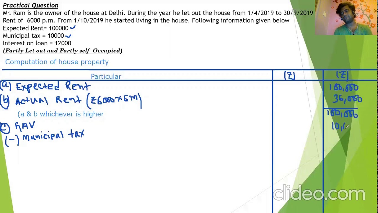House Property Class 8|| Partly Letout Partly Self Occupied Question ...