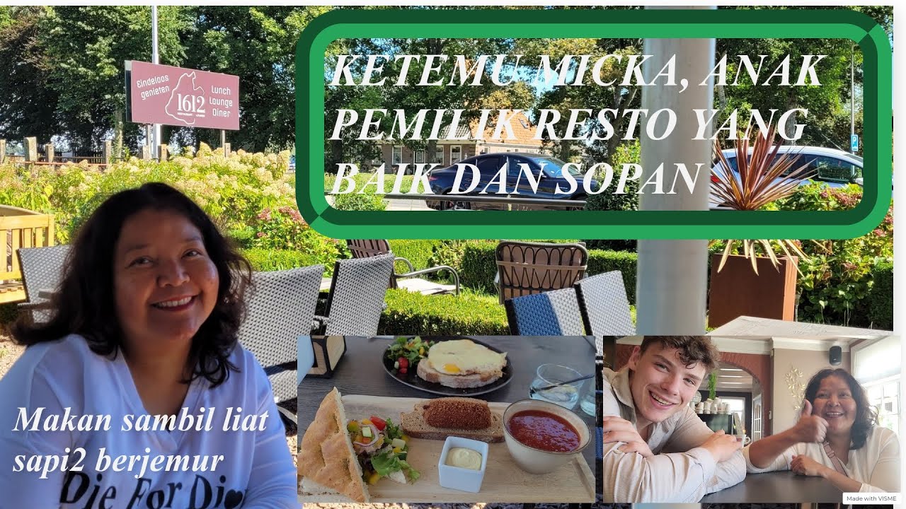 Makan siang sambil liat sapi2 berjemur dan ketemu Micka/ anak pemilik ...