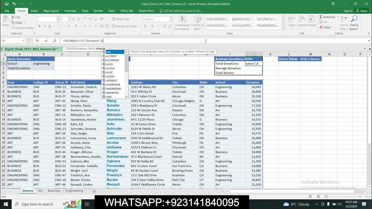 Exp22_Excel_Ch11_ML2_Donors | Excel Chapter11 Mid Level 2 Donors | Ch11_ML2_Donors - YouTube