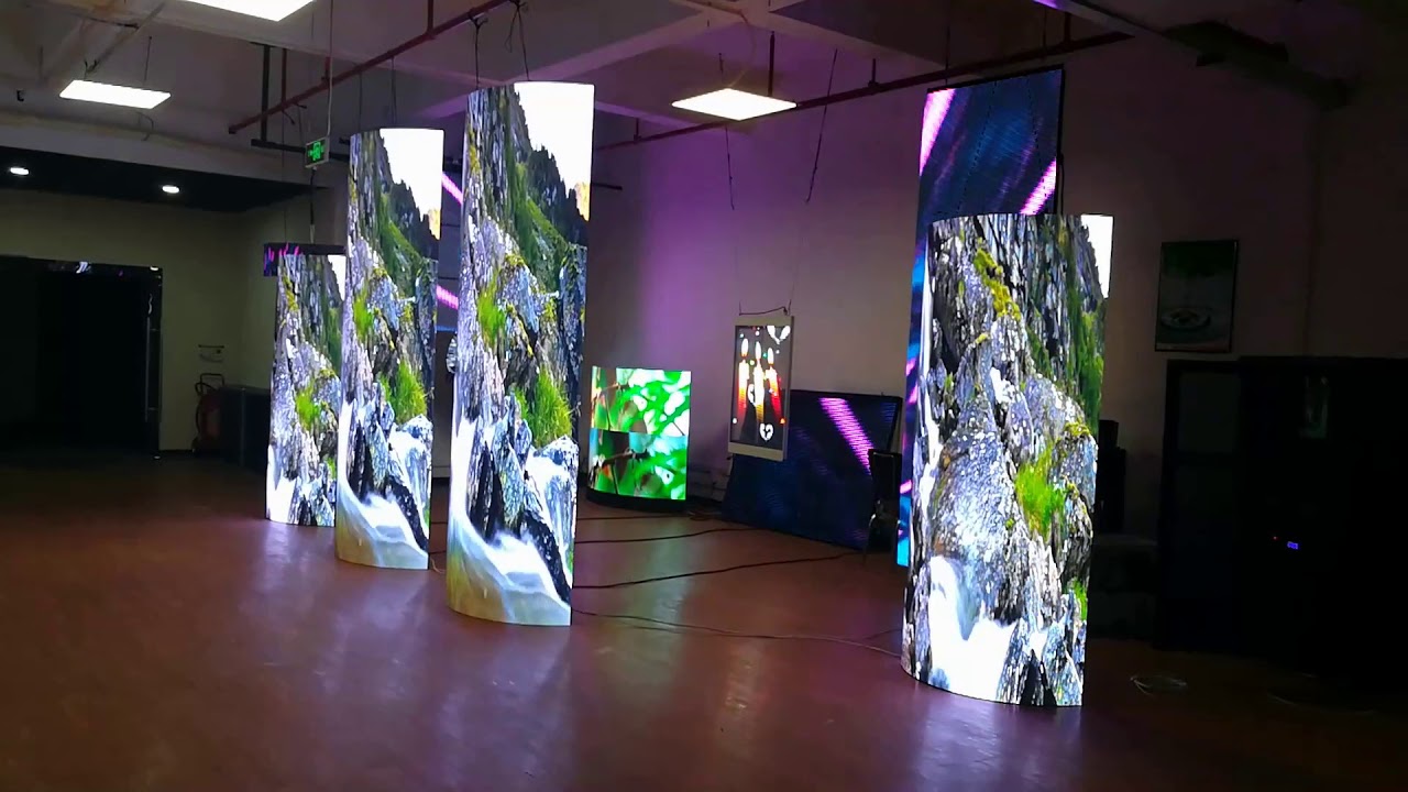 AmFlex P3mm Convex LED display for shopping mall - YouTube