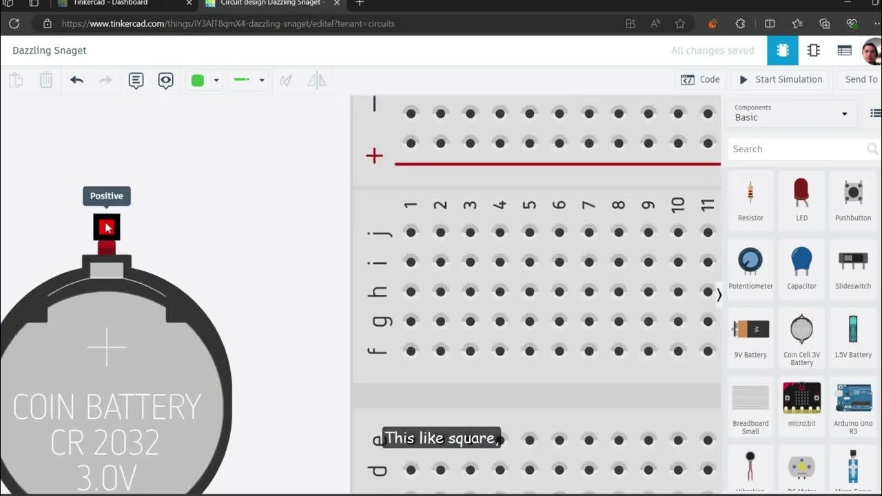 Electronics and Robotics part 1: Basic Circuit using tinkercad - YouTube
