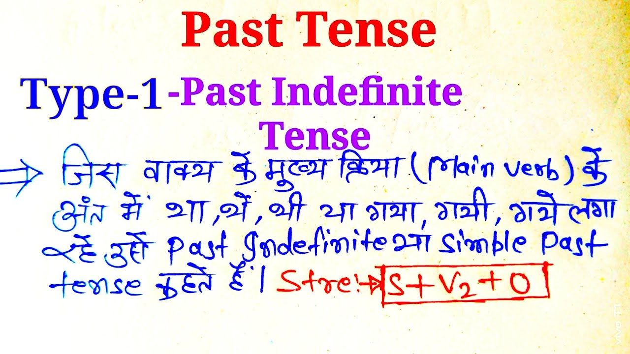 past indefinite tense।।simple past tense।।past tense - YouTube