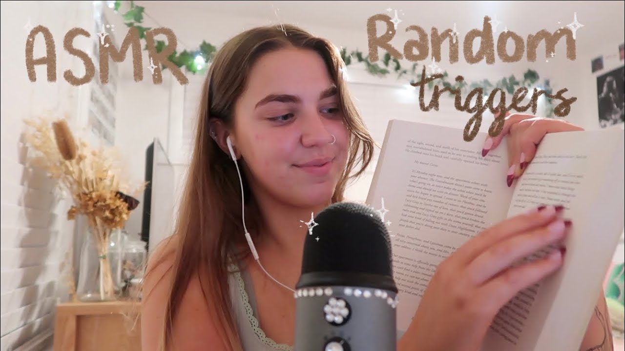 ASMR random triggers🌙🫶🏼🌷(book tapping, mic scratching, brushing) - YouTube