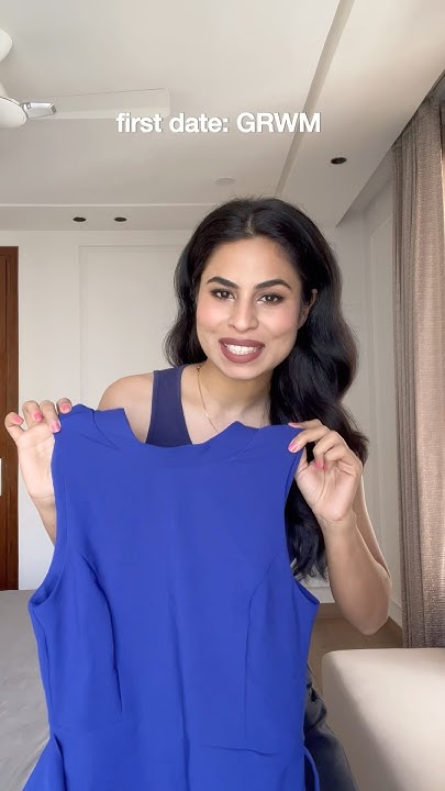 GRWM FOR A FIRST DATE! Am i looking pretty??💙 #grwm #firstdate #playsuit #allblue #outfit # ...