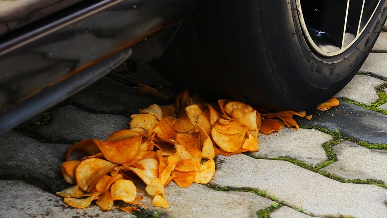 Crushing Crunchy & Soft Things by Car! EXPERIMENT Car vs Potato chips ...