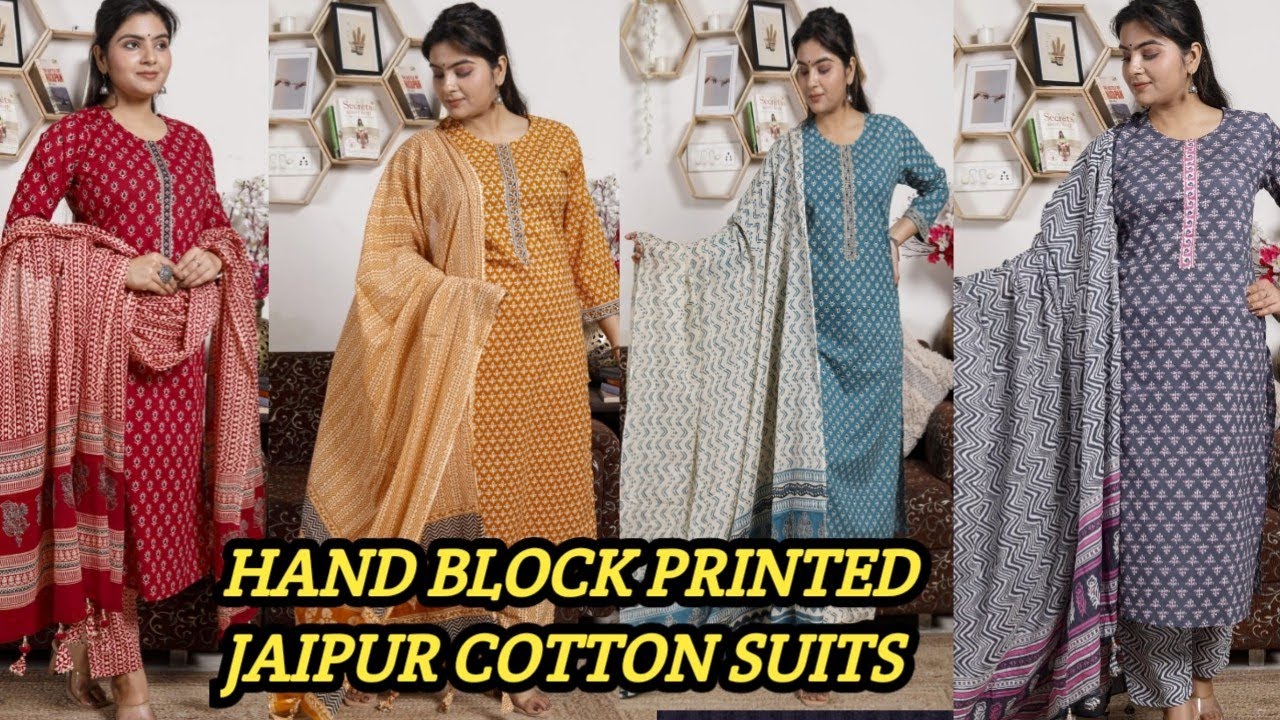 BEAUTIFUL HAND BLOCK PRINTED JAIPUR COTTON STICHED SUITS - YouTube