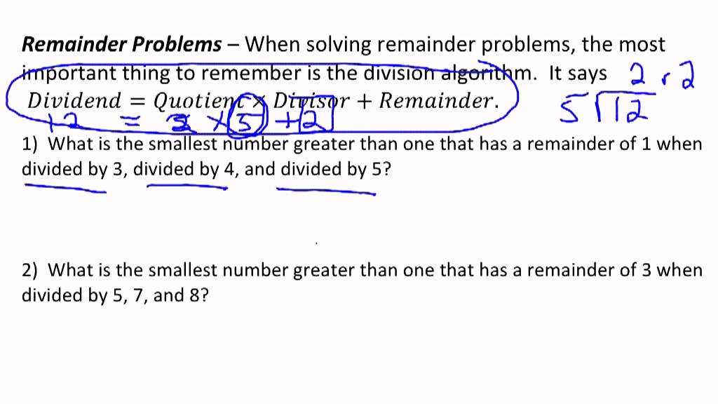 Remainder Problems - YouTube