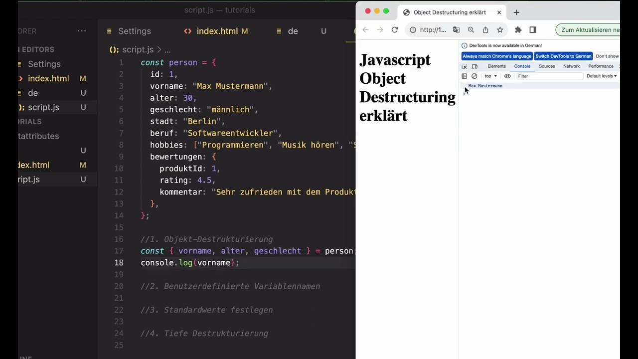 Javascript Destructuring Erklärt Youtube