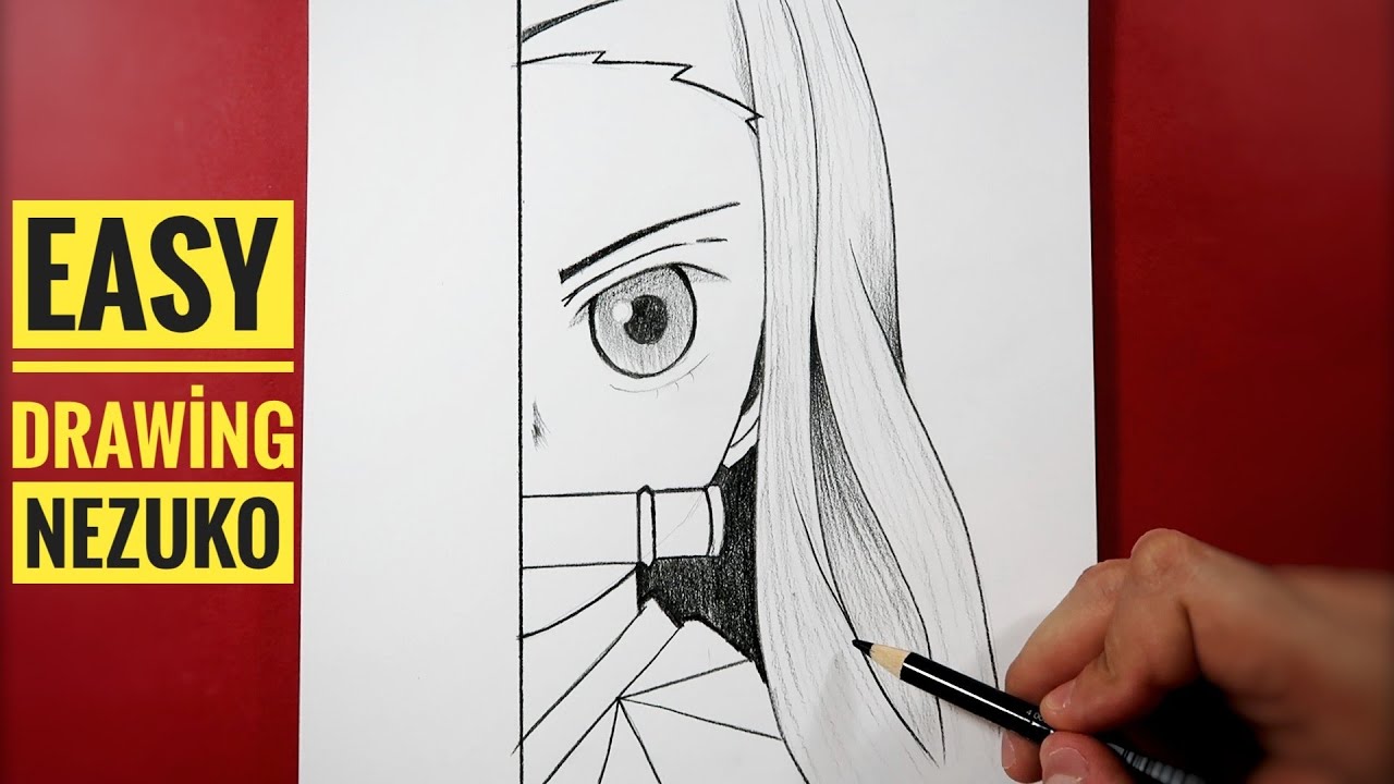 Anime Sketch / How to draw nezuko half face easy tutorial step-by-step ...
