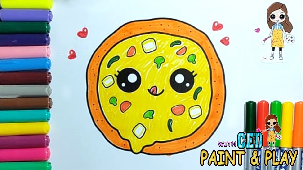 Cute Paneer Pizza Coloring With Brush Pen || Learn to Color a Cute ...