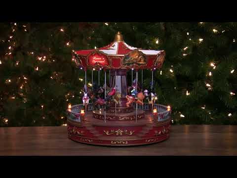 LED Lighted Rosie's Carousel Revolving Christmas Decor with Music - NORTHLIGHT XH27866