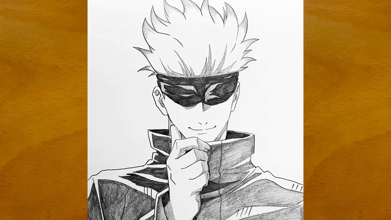 How to draw Gojo Satoru from Jujutsu Kaisen || Gojo drawing step by ...