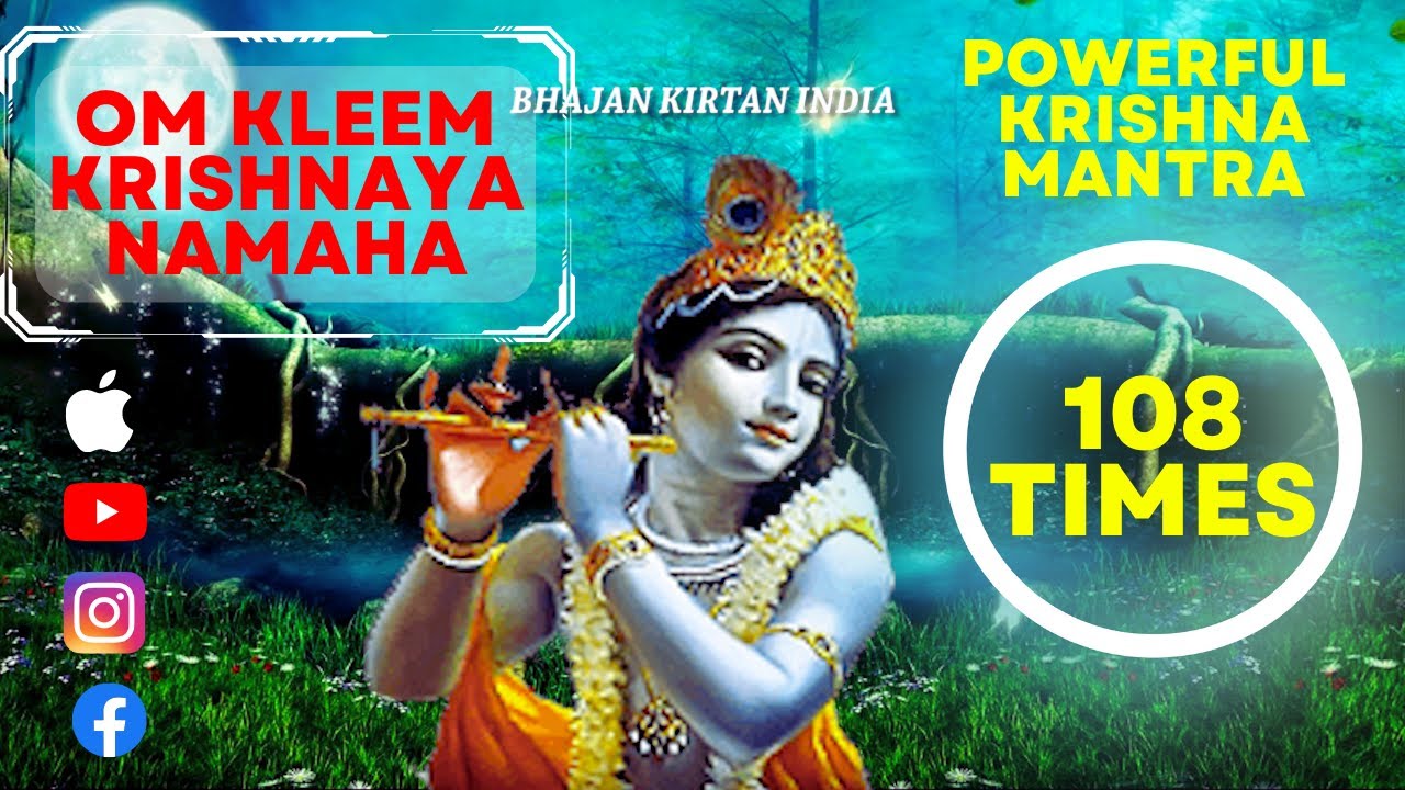 Om Kleem Krishnaya Namaha 108 Times - Powerful Krishna Mantra Om Kleem ...