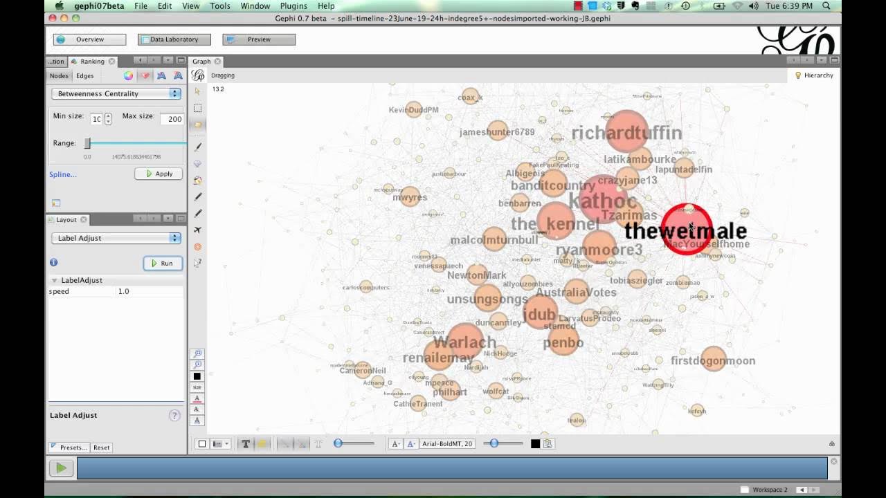 First try at dynamic network visualisation with Gephi - YouTube