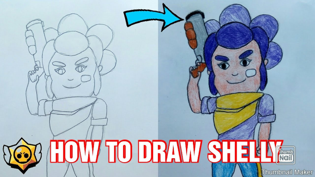 How to draw shelly | brawl stars | step by step tutorial | - YouTube