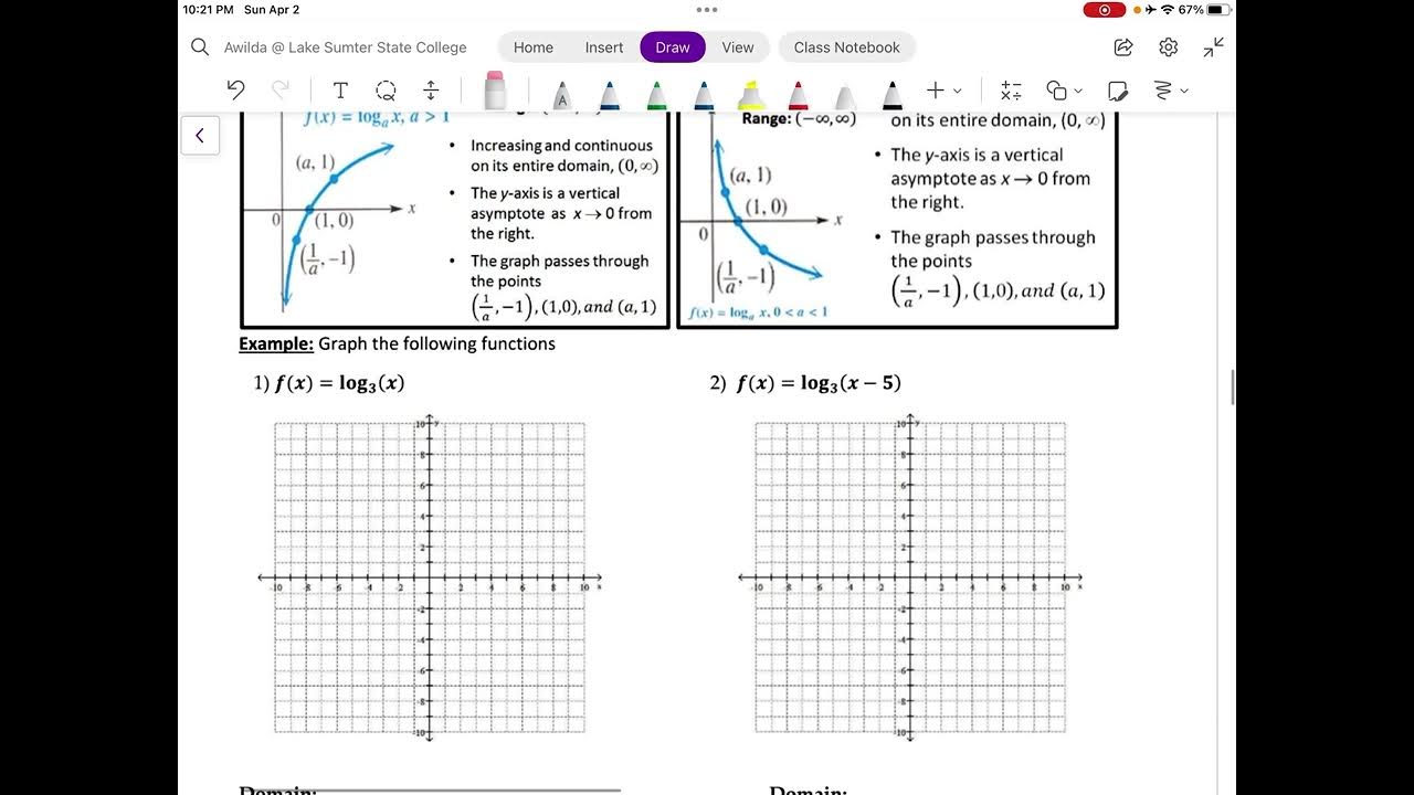 5.2 Logarithmic Functions - Part 2 of 2 (MAC1105 Online) - YouTube