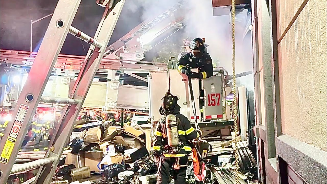 FDNY BOX 2937 ~ FDNY BATTLING A 2ND ALARM FIRE IN 1 STORY WAREHOUSE ON ...