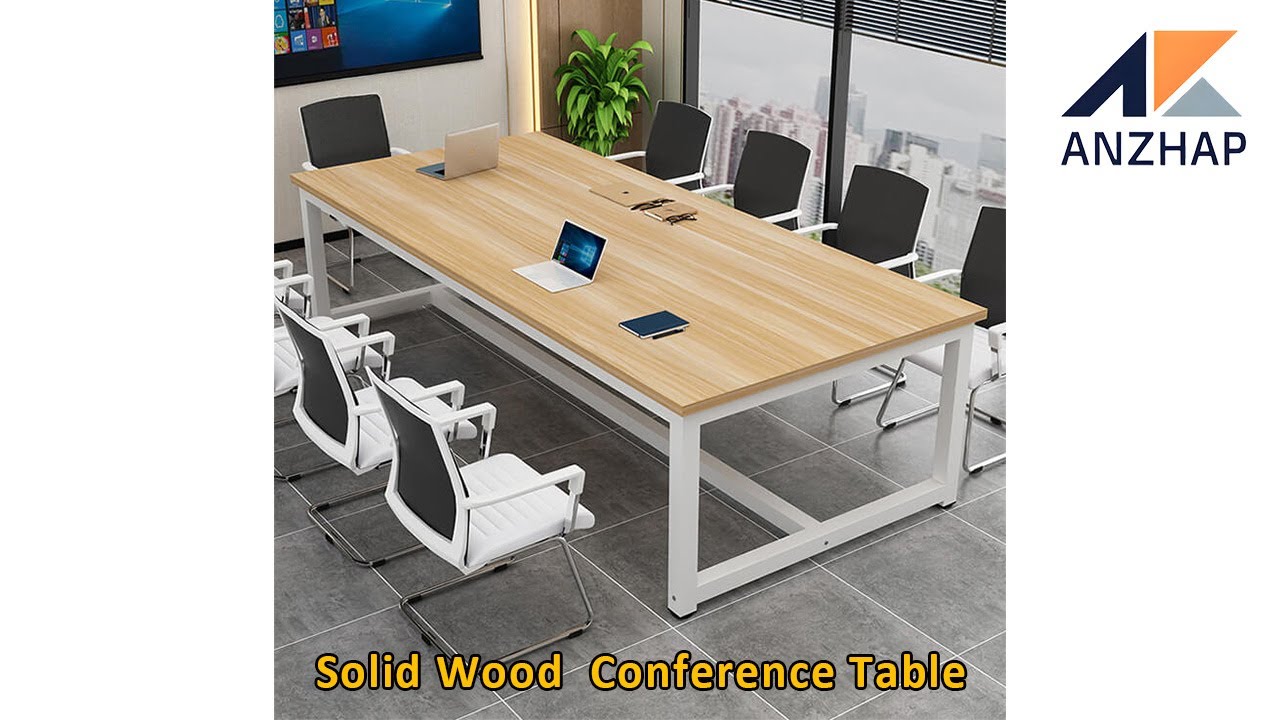 Solid Wood Rectangular Conference Table Office Desk - YouTube