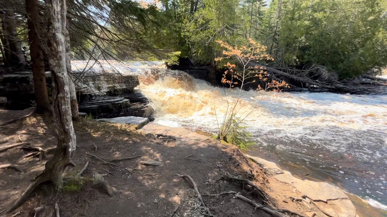 Tahquamenon River Camping,Fishing, LowerWaterfalls Walkthrough - YouTube