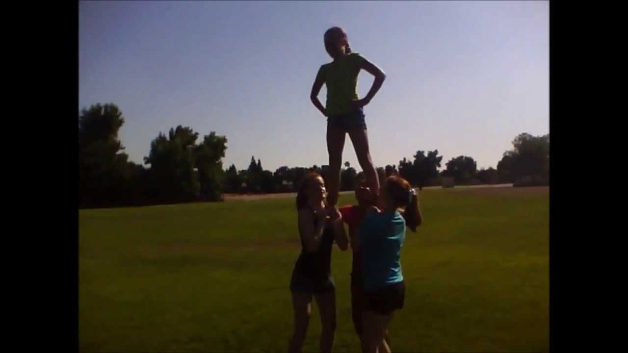 cheer stunts at the park - YouTube