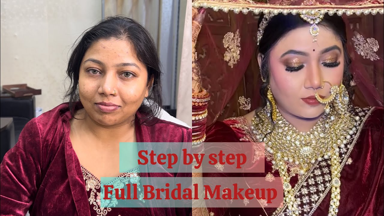 Bridalmakeup step by step full tutorial|smoky eye make up| Maroon ...