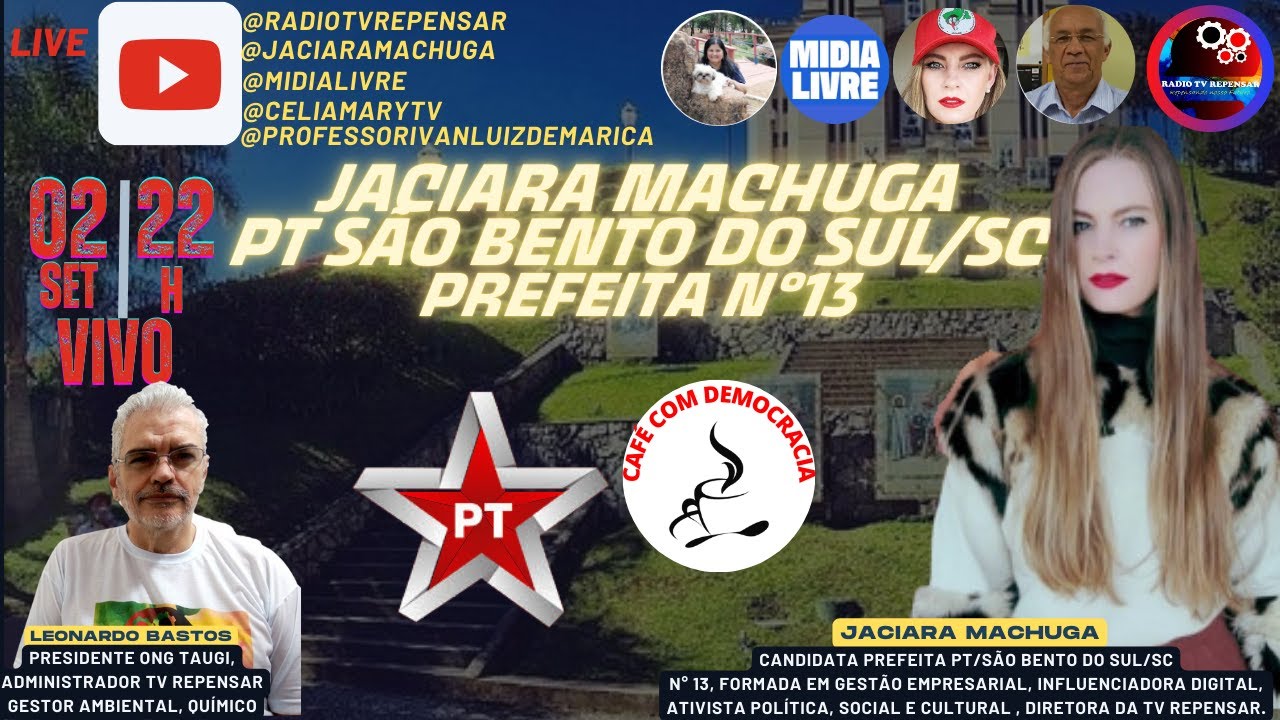 🅰🅾VIVO 02/09/24 22h🛑CANDIDATA PREFEITA JACIARA MACHUGA PT/SÃO BENTO DO ...