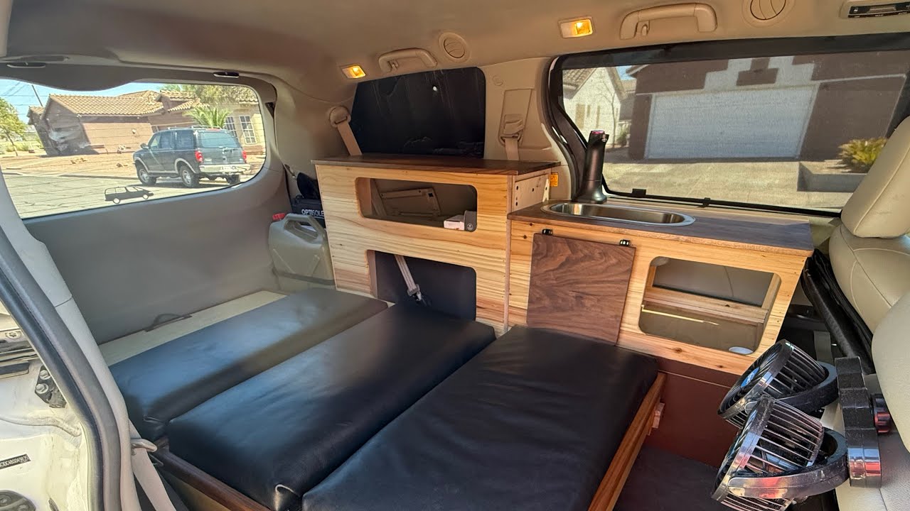 Toyota Sienna Camper Build VLOG - Cabinet Construction and Installation ...