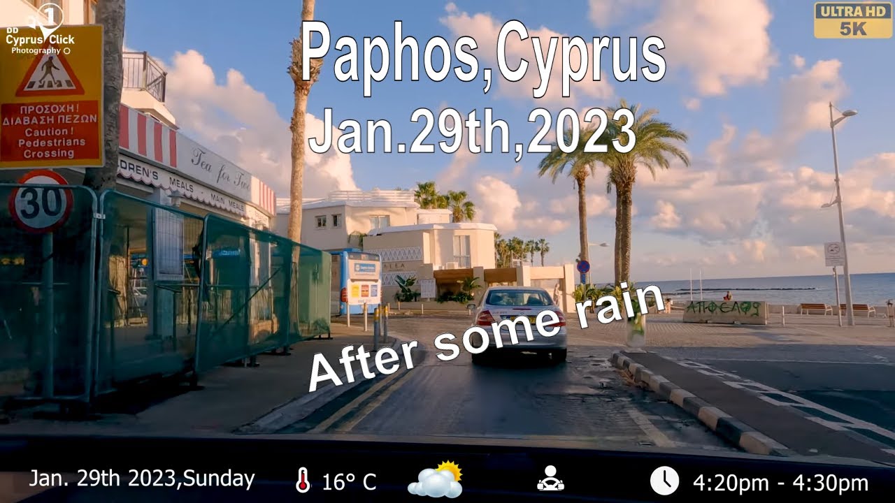 Paphos Cyprus |After some rain| Jan.29th 2023 | 5K 🚘 - YouTube