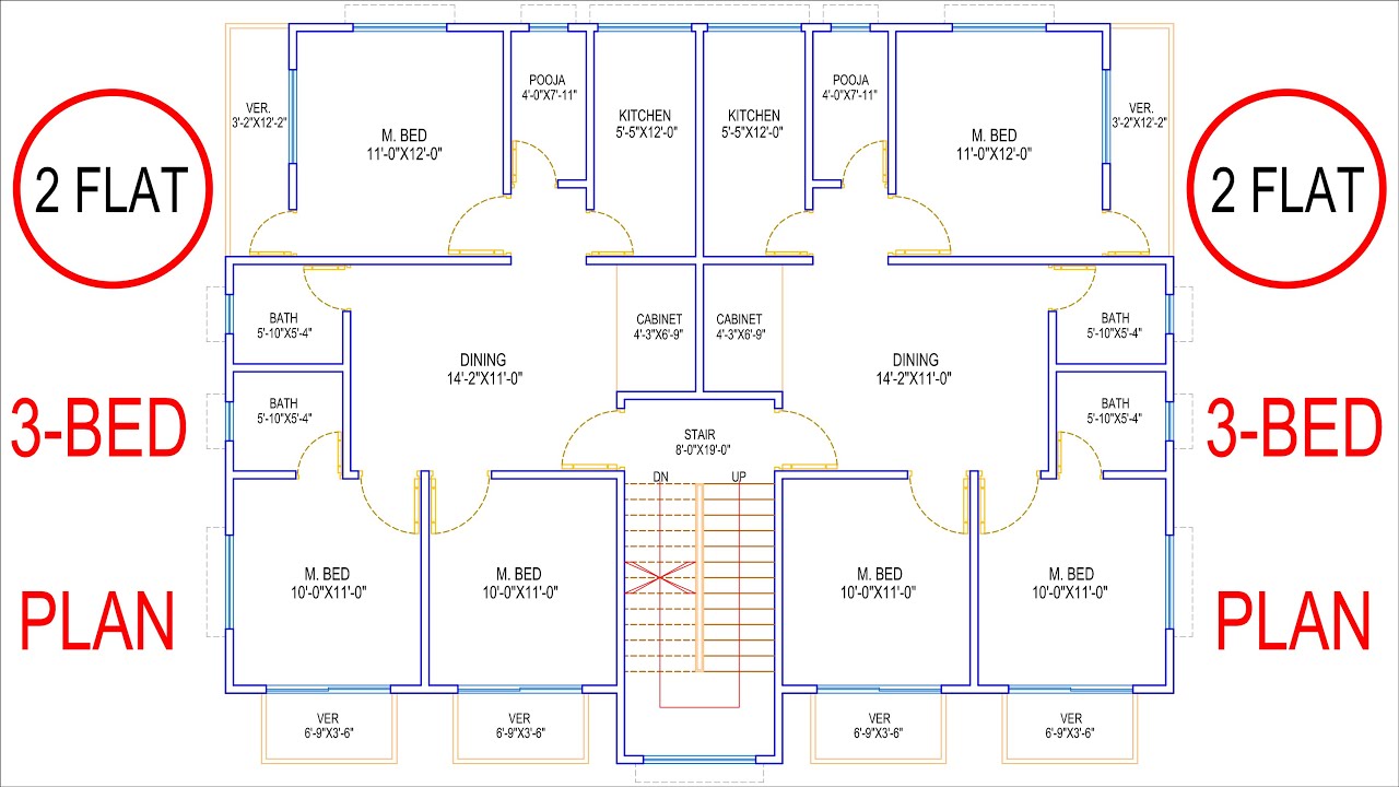 HOUSE PLAN DESIGN | EP 341 | 1800 SQUARE FEET TWO-UNIT HOUSE PLAN ...