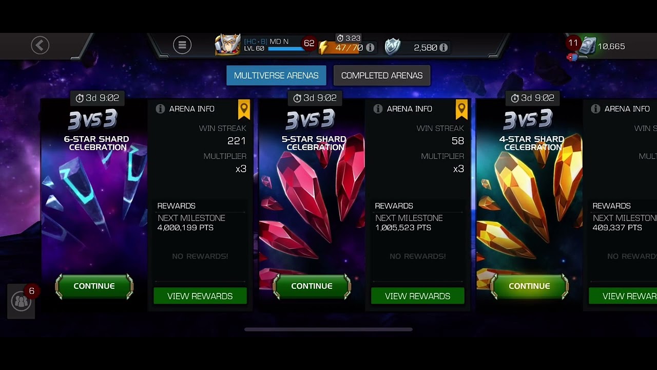 MCOC Legends Arena Win Streak Require to achieve all the milestones ...
