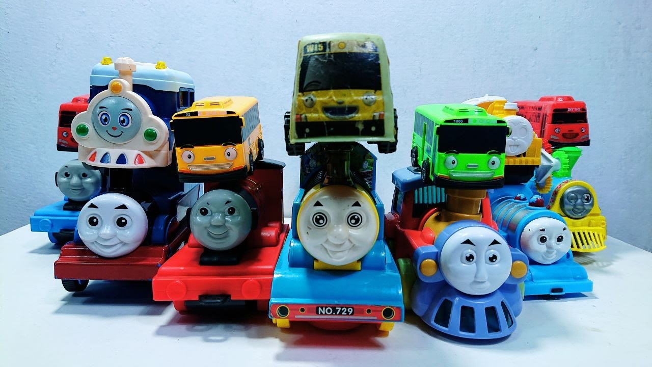 Thomas dan Bus Toya hijau, biru, merah, kuning - YouTube