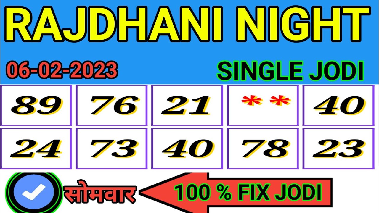 06-Feb-2023_Monday Rajdhani Night Single Jodi ।। Rajdhani Night Today ...