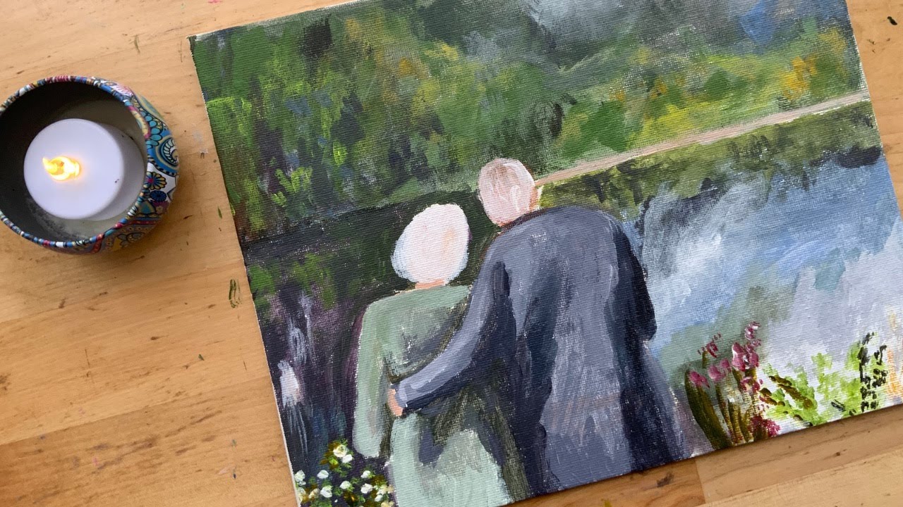 Couple in Love Acrylic Painting Tutorial For Beginners / Michelle Art ...