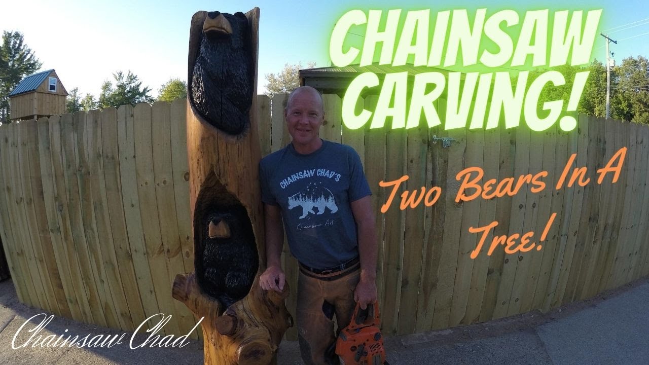 Chainsaw Carving Two Bears In A Tree! - YouTube