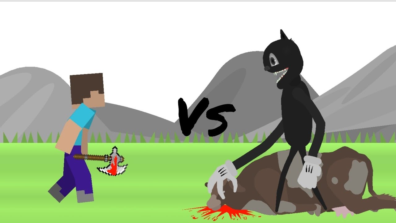 cartoon cat vs steve, Minecraft - YouTube