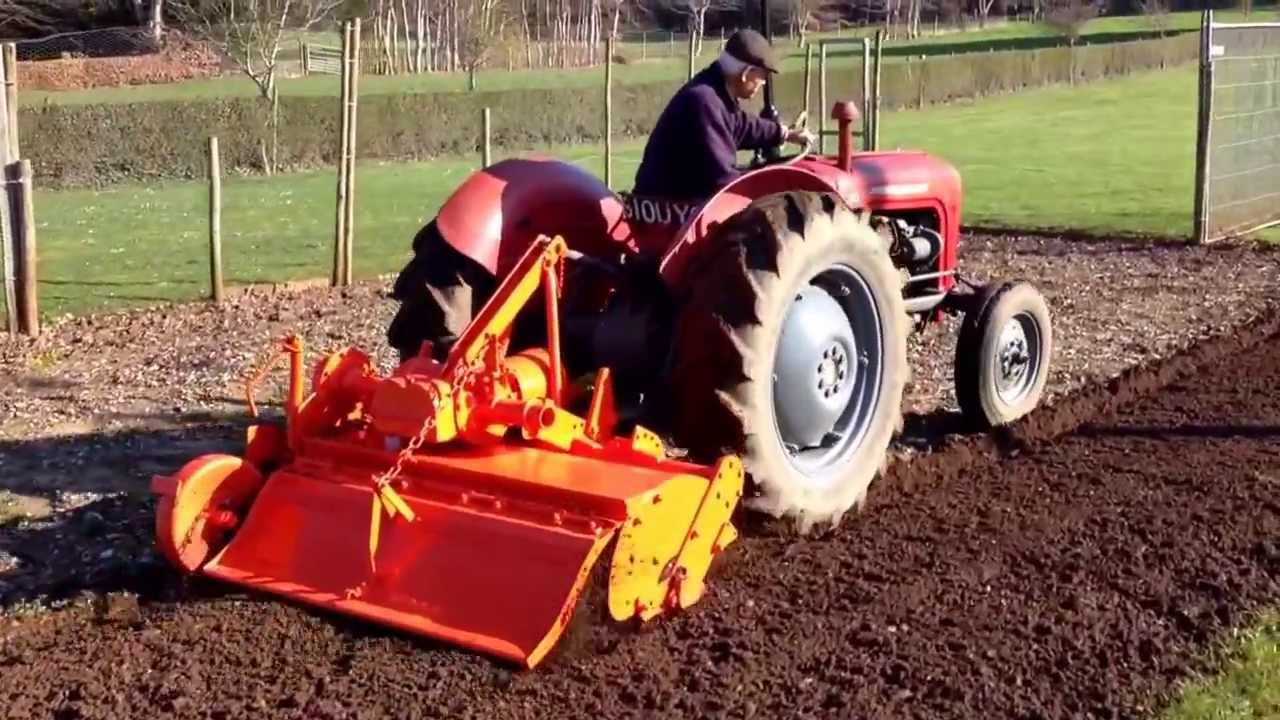 Massey Ferguson 35x With Howard Rotavator - YouTube