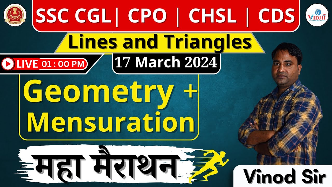 Maths 05 Hours Marathon Special Class By - Vinod Sir | Geometry ...