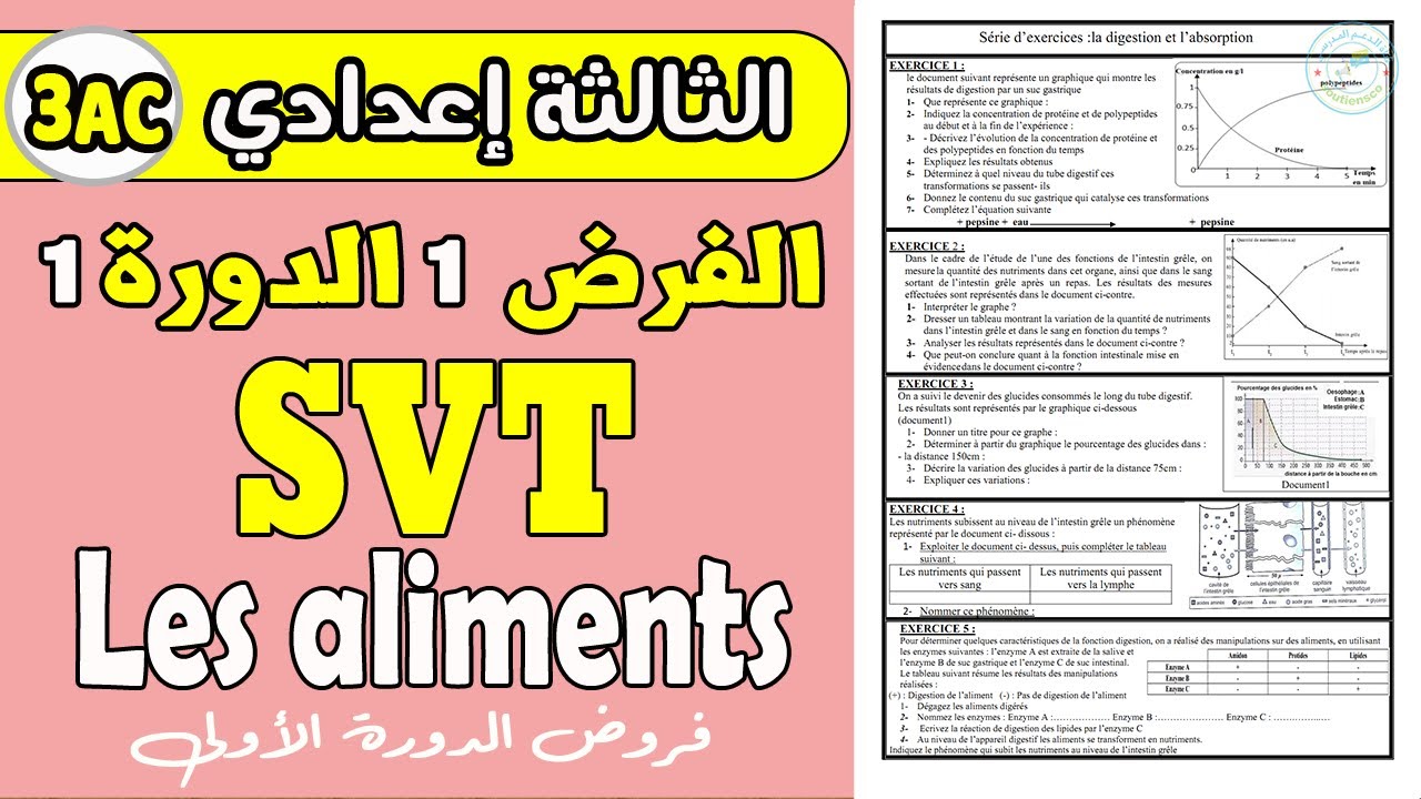تمارين مهمة للاستعداد للفرض الأول|série d’exercices les aliments 3AC ...