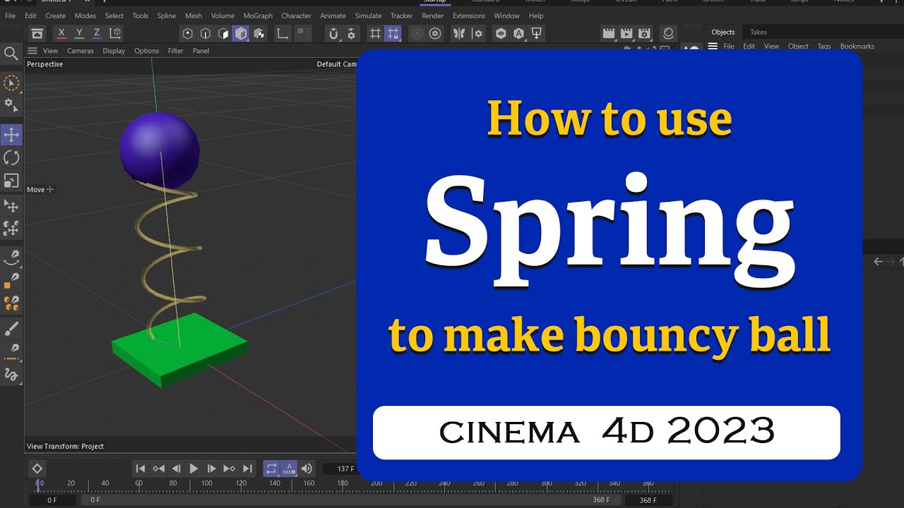 How to make bouncy ball using Spring and Slider connector in Cinema 4D 2023 @MaxonVFX - YouTube