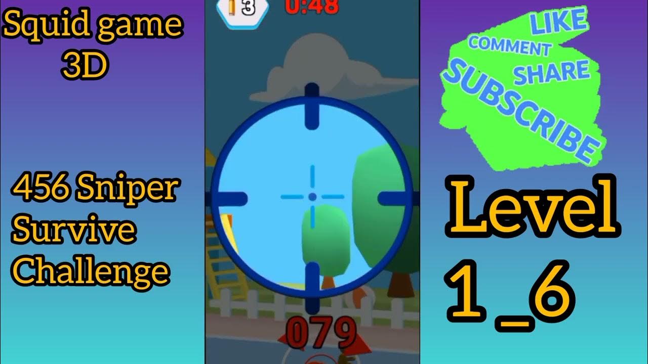 squid game 3D | 456 SNIPER SURVIVE CHALLENGE GAME||456 sniper survive challenge level 1_6 || # ...
