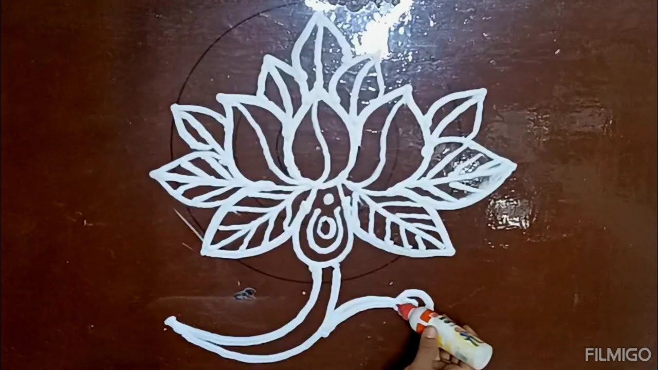 Easy Kamal full rangoli💥 ll easy and Kamal full rangoli ll💥 bottle ...