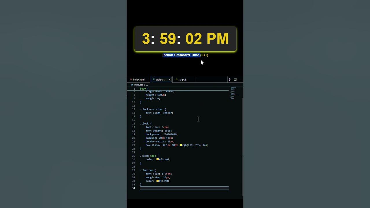 Digital Clock ⌚ Using Html Css And Javascript Webdevelopment Frontend