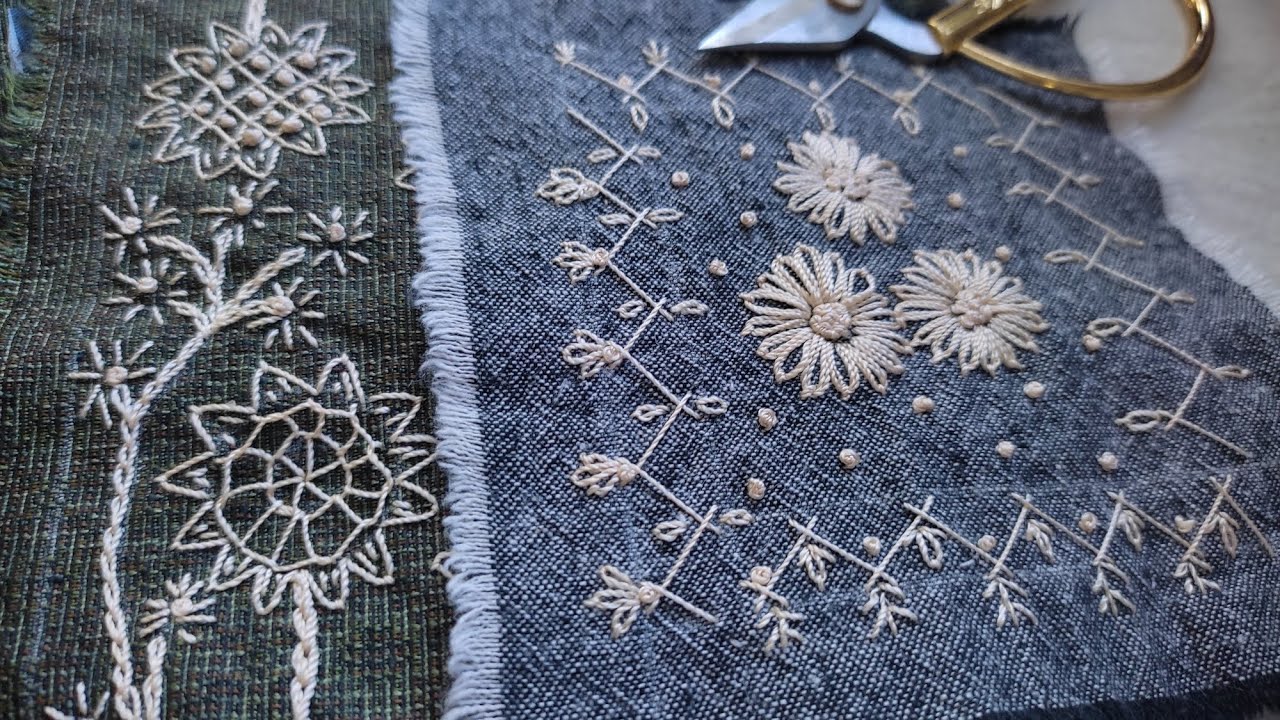 How I set up my hand embroidery sample fabric book 2. page 8&9 # ...