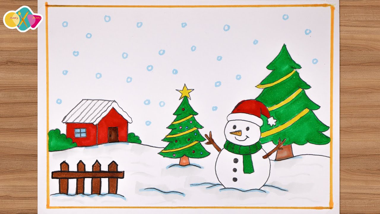 Christmas drawing Easy Step by Step Tutorial | Christmas Tree drawing ...