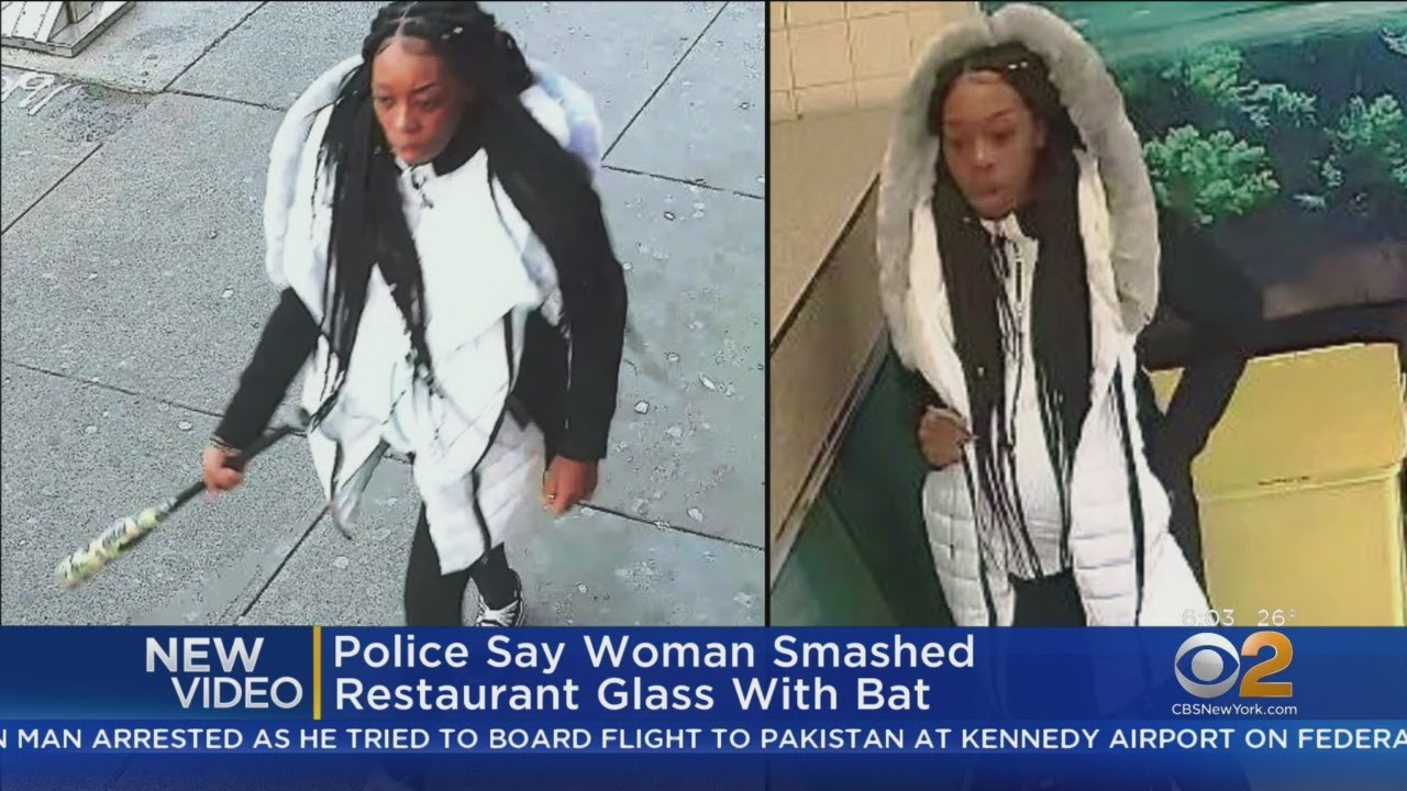 Woman With Baseball Bat Smashes Windows Of Restaurant - YouTube